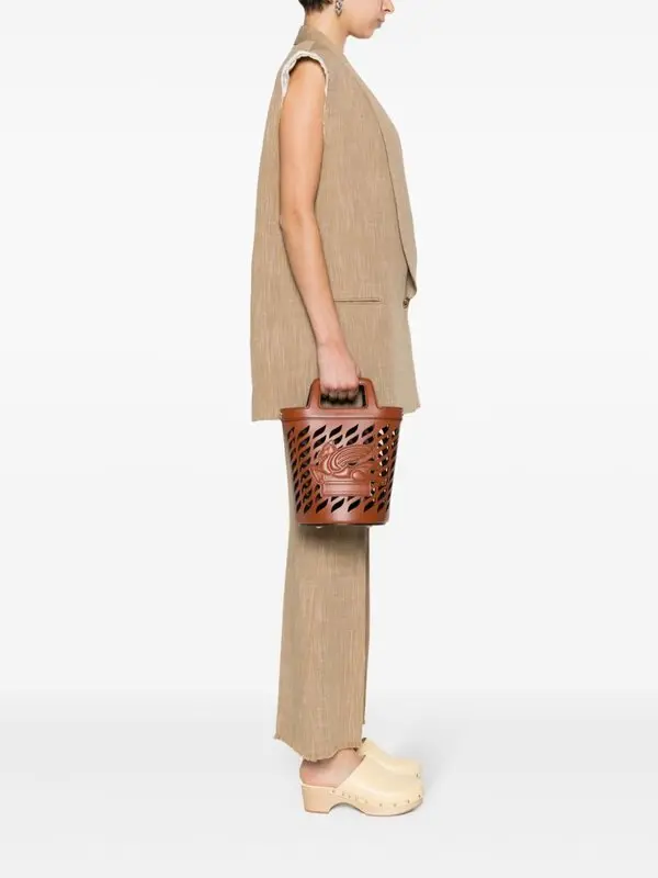 Etro Coffa Leather Tote Bag - Brown
