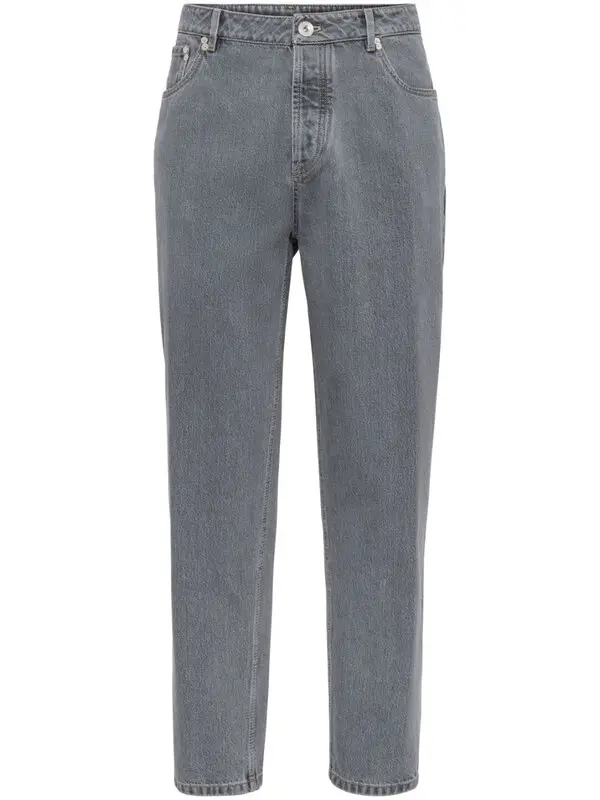 Brunello Cucinelli Charcoal Straight-leg Denim Jeans - Grey