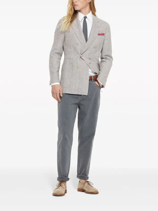 Brunello Cucinelli Charcoal Straight-leg Denim Jeans