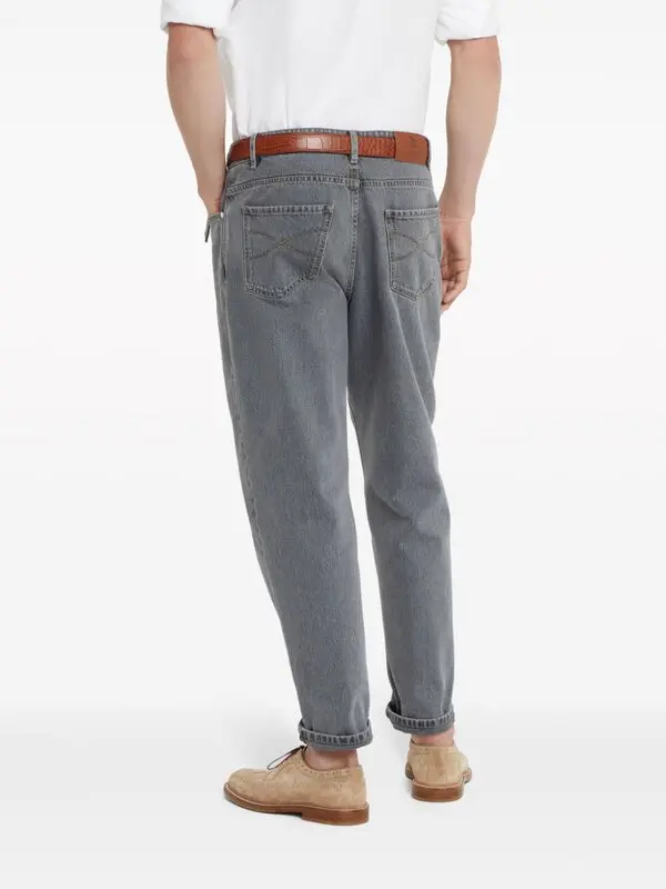 Brunello Cucinelli Charcoal Straight-leg Denim Jeans