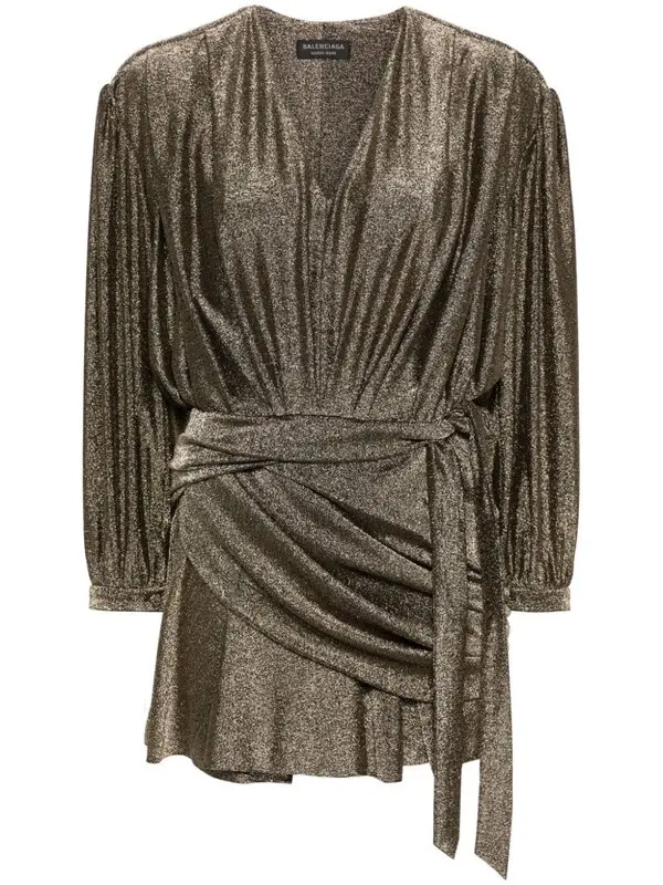 Balenciaga Draped Glittered Mini Dress