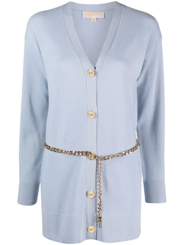 Michael Kors Chain-link Ribbed Cardigan - Blue