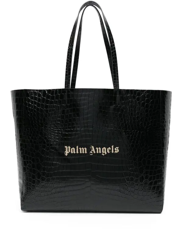 Buy Palm Angels Logo-appliqué Leather Tote Bag Black At 56% Off