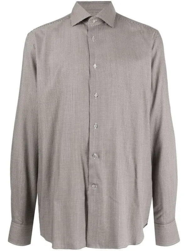 Corneliani Houndstooth-pattern Long-sleeve Shirt