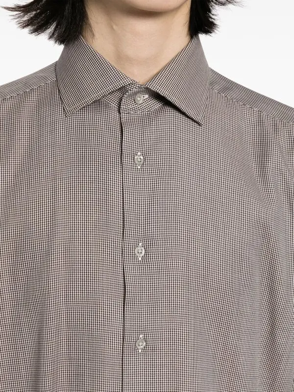 Corneliani Houndstooth-pattern Long-sleeve Shirt