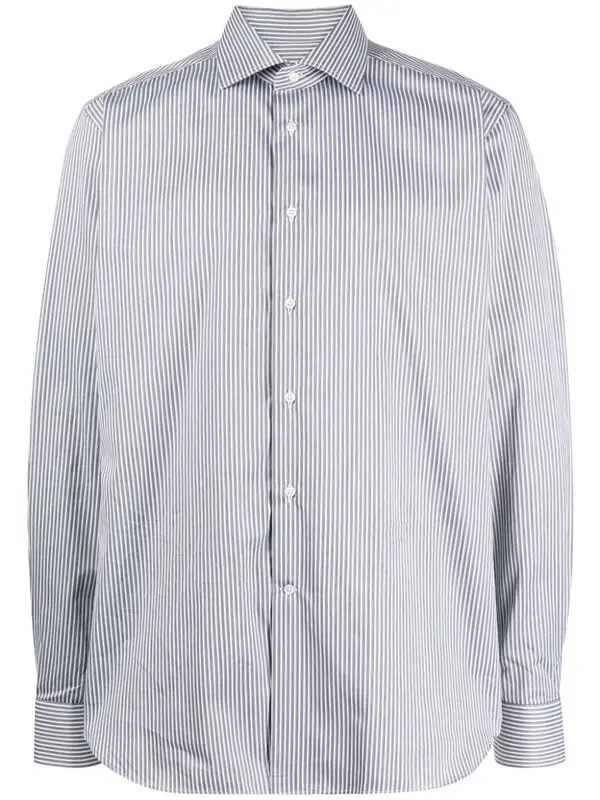 Corneliani Striped Cotton Shirt - Grey