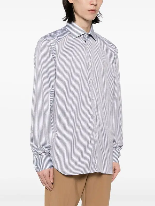 Corneliani Striped Cotton Shirt - Grey