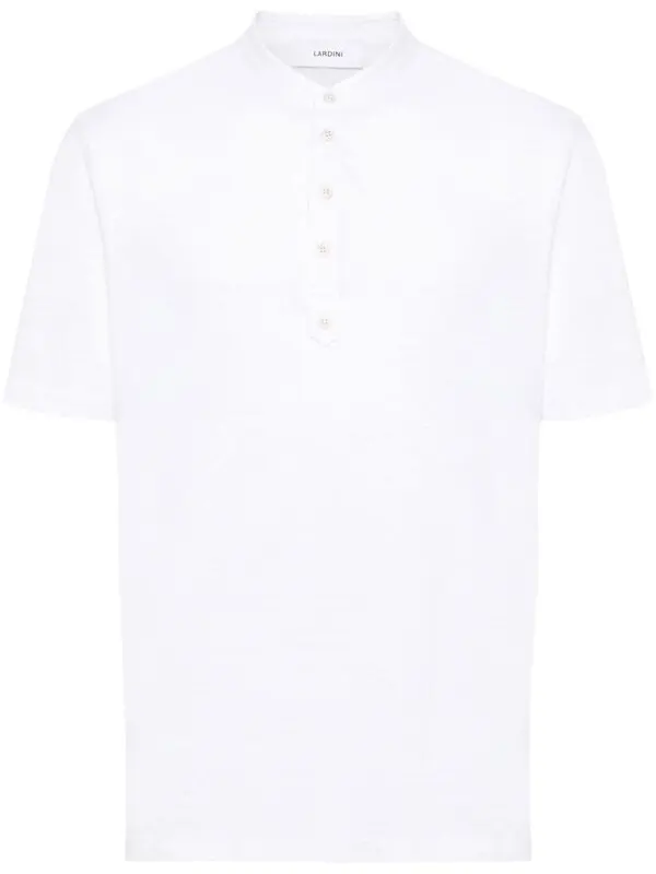 LARDINI Mock-neck Linen T-shirt