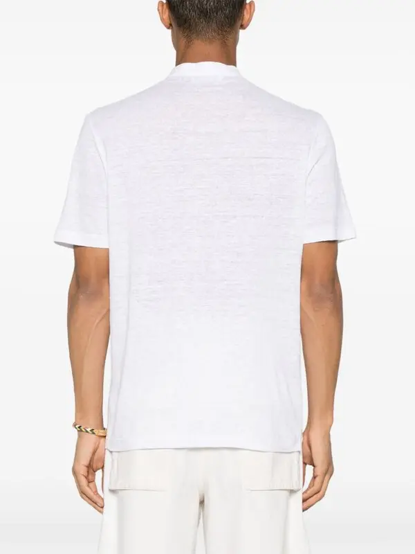 LARDINI Mock-neck Linen T-shirt