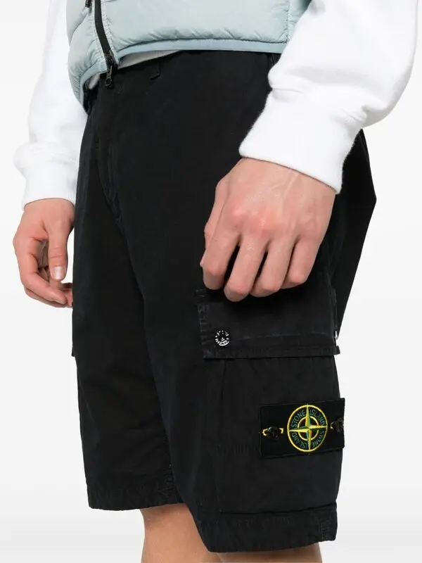 Stone Island Cotton Compass Cargo Shorts - Blue