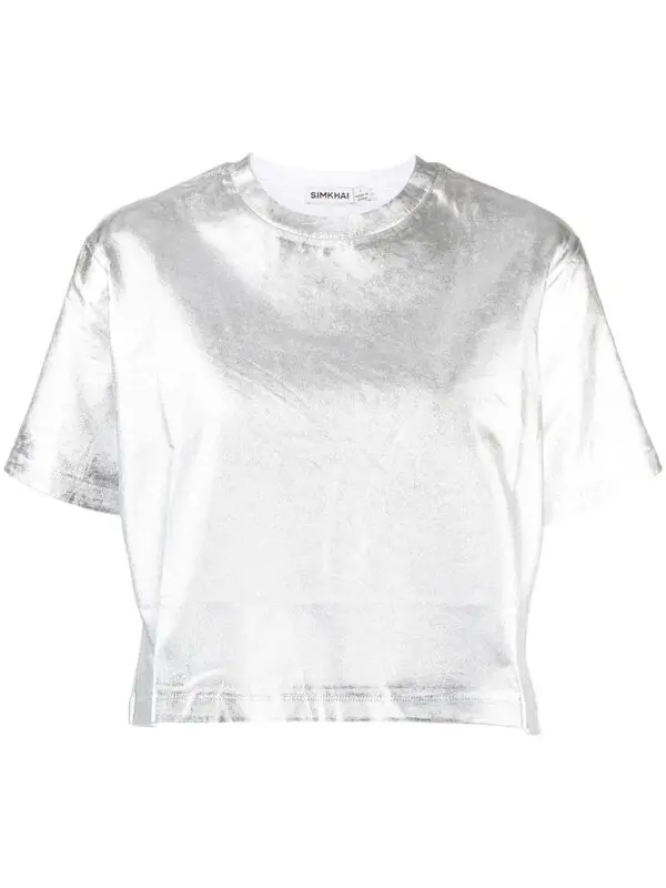 Simkhai Metallic Short-sleeve T-shirt - Silver