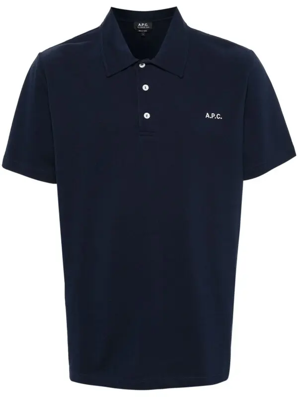 A.p.c. Logo-embroidered Cotton Polo Shirt - Blue