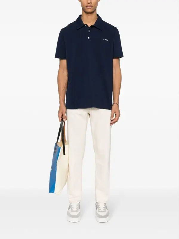 A.p.c. Logo-embroidered Cotton Polo Shirt - Blue