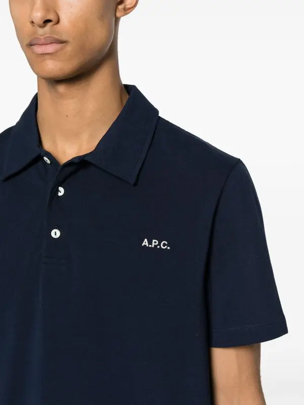 A.p.c. Logo-embroidered Cotton Polo Shirt - Blue