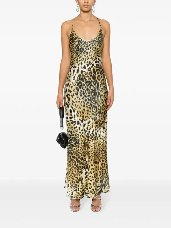 Roberto Cavalli Leopard Print Silk Dress