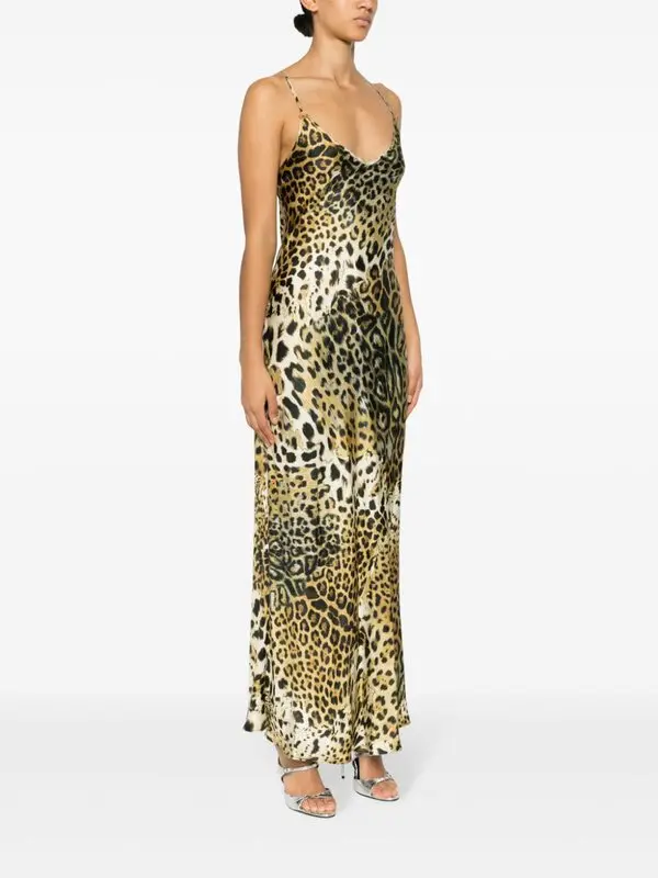 Roberto Cavalli Leopard Print Silk Dress