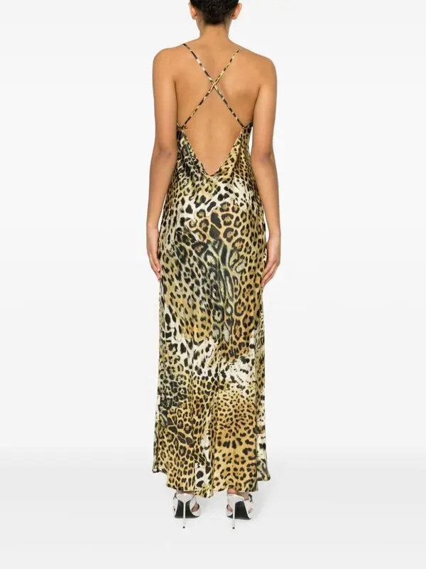 Roberto Cavalli Leopard Print Silk Dress