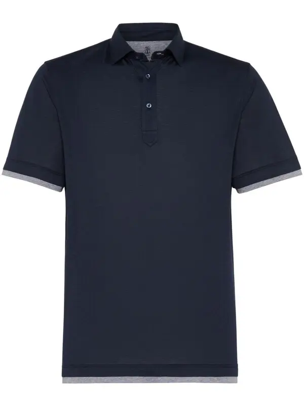 Brunello Cucinelli Layered-effect Polo Shirt - Blue