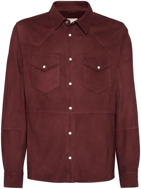 Brunello Cucinelli Long-sleeve Suede Shirt
