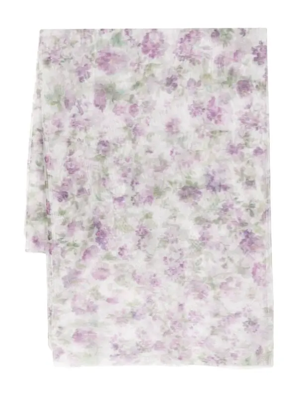 Philosophy Di Lorenzo Serafini Floral-print Tulle Scarf - Purple