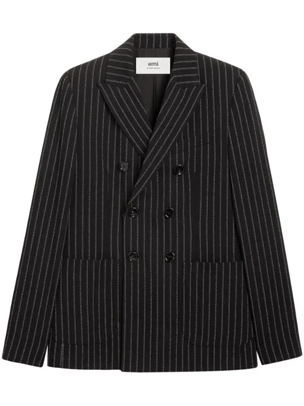 Ami Double-breasted Pinstripe Blazer