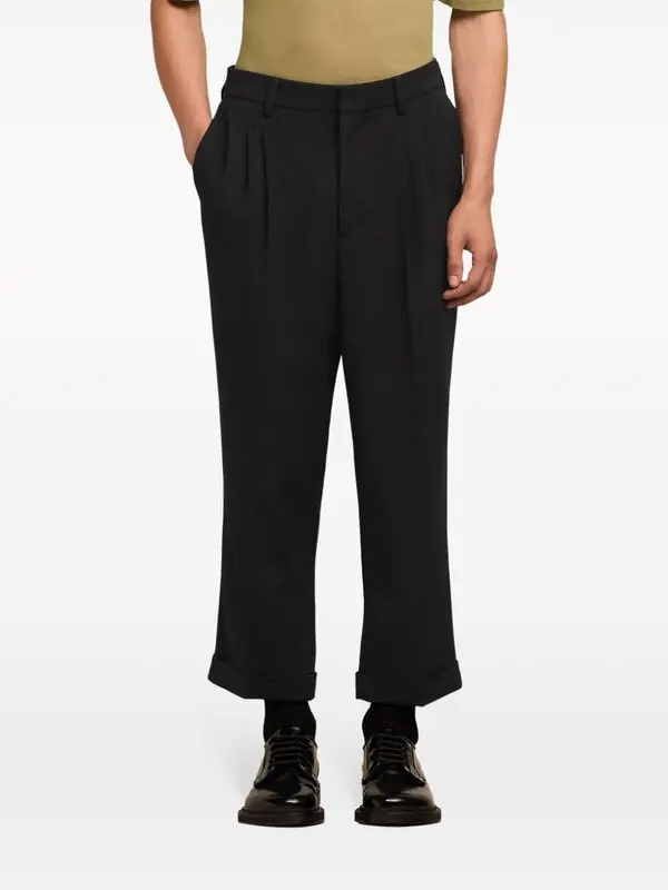 AMI Paris Pressed-crease Tapered Trousers - Black