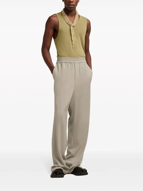 AMI Paris De Coeur Wide-leg Trousers - Neutrals