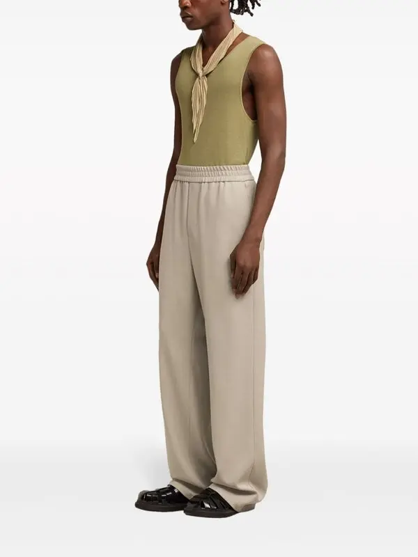 AMI Paris De Coeur Wide-leg Trousers - Neutrals