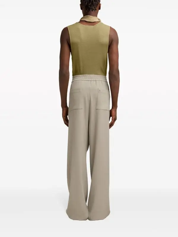 AMI Paris De Coeur Wide-leg Trousers - Neutrals