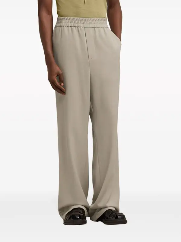 AMI Paris De Coeur Wide-leg Trousers - Neutrals