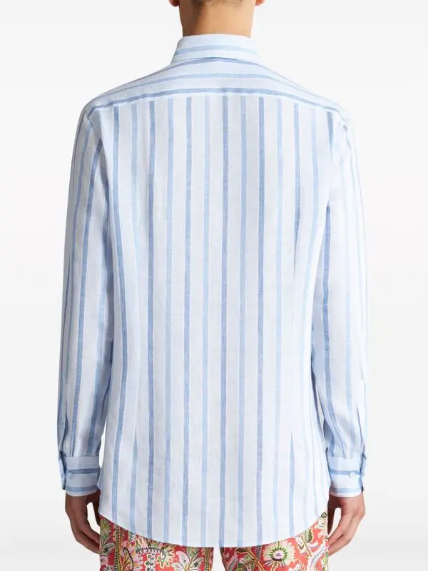 Etro Pegaso-embroidered Striped Shirt - Blue