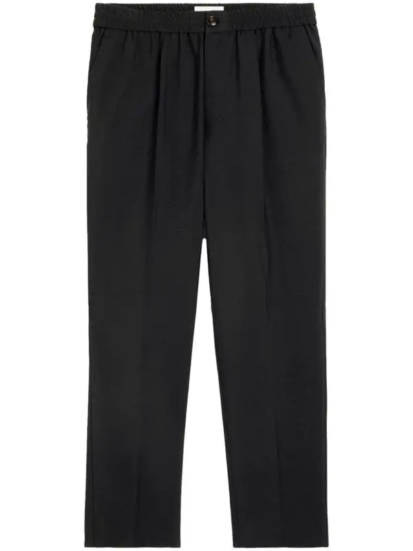 Ami Cropped Tapered Virgin Wool Trousers - Black