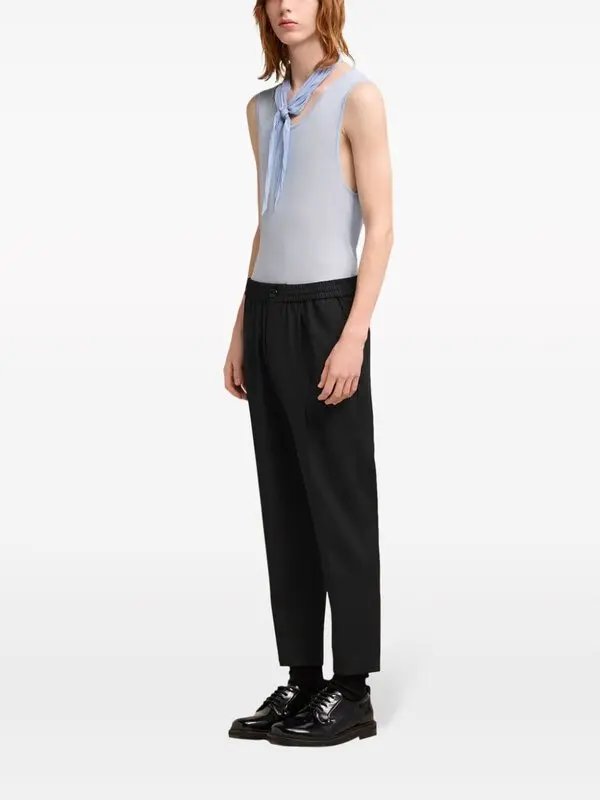 AMI Paris Cropped Tapered Virgin Wool Trousers - Black