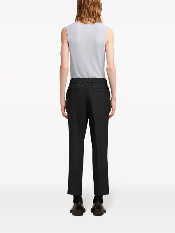 AMI Paris Cropped Tapered Virgin Wool Trousers - Black