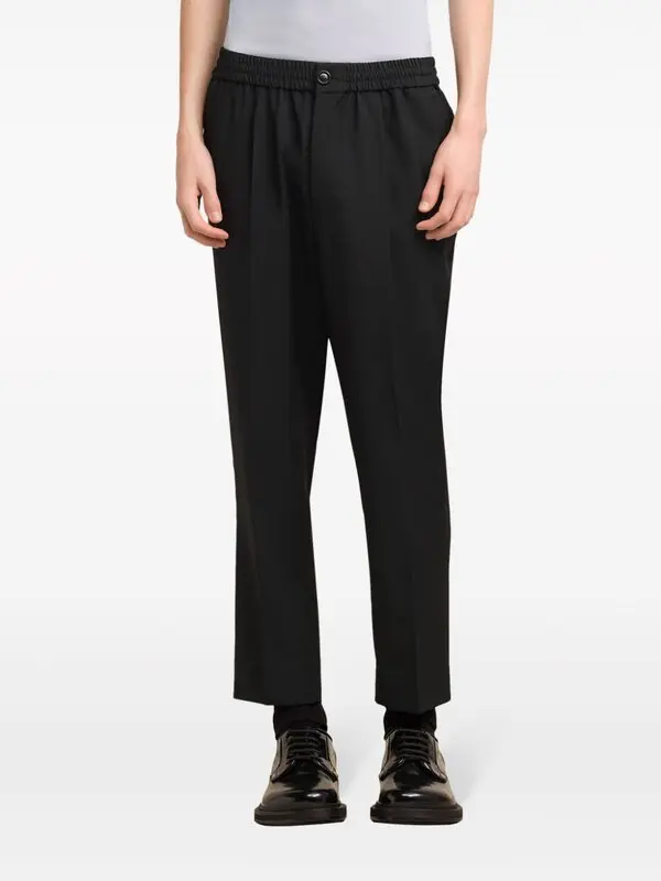 AMI Paris Cropped Tapered Virgin Wool Trousers - Black