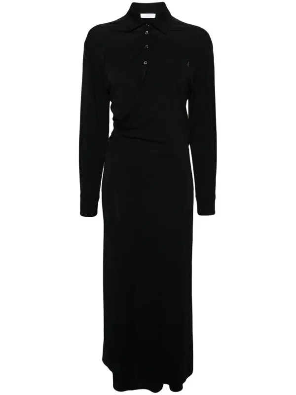 Rabanne Ruched Midi Wrap Dress - Black