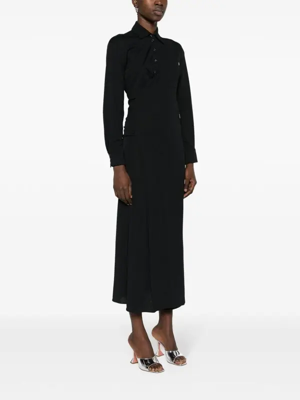 Rabanne Ruched Midi Wrap Dress - Black