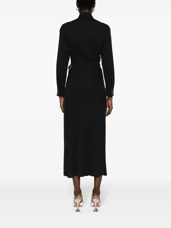 Rabanne Ruched Midi Wrap Dress - Black