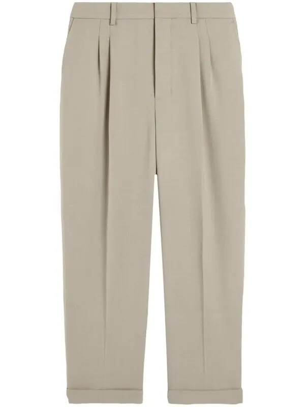 AMI Paris Pressed-crease Tapered Trousers - Neutrals