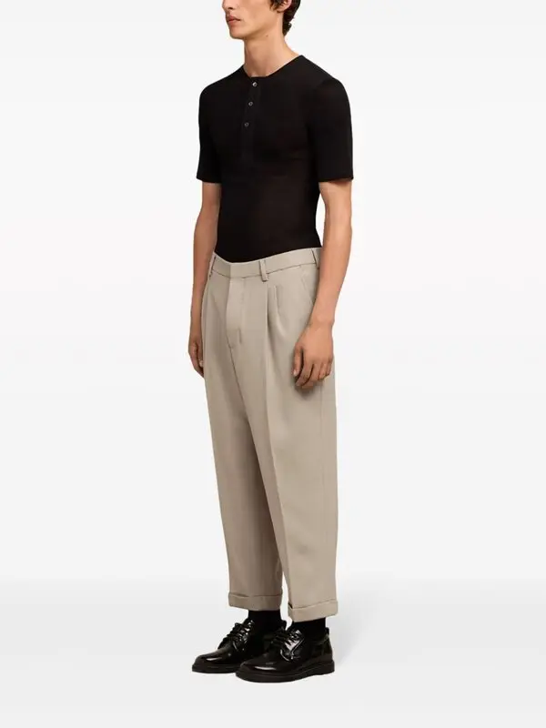 AMI Paris Pressed-crease Tapered Trousers - Neutrals