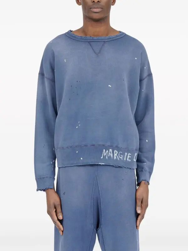 MAISON MARGIELA Handwritten Cotton Sweatshirt - Blue