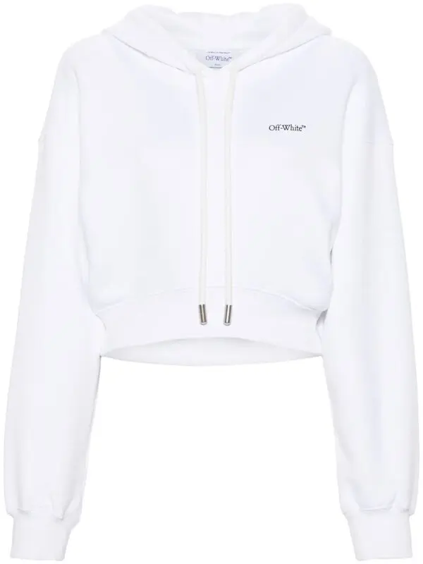 Off-White X-ray Arrow Cropped Hoodie - White