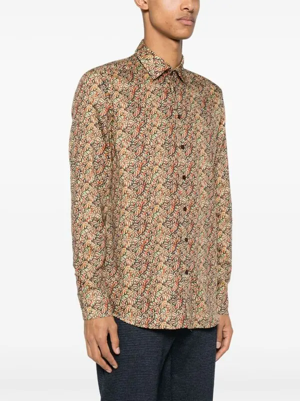 Etro Palm Tree-print Cotton Shirt - Orange