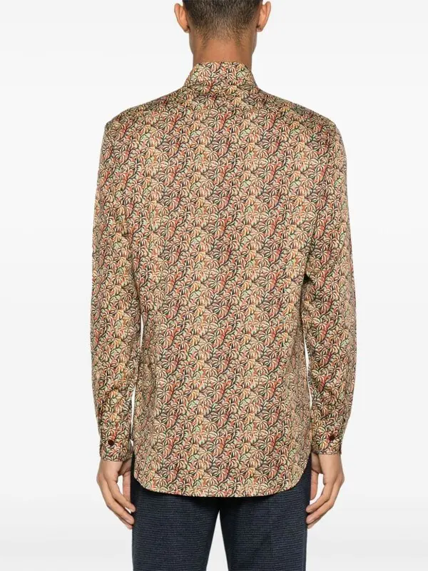 Etro Palm Tree-print Cotton Shirt - Orange