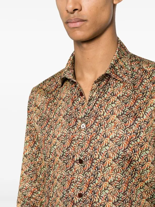 Etro Palm Tree-print Cotton Shirt - Orange