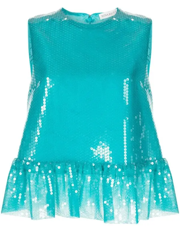 Nina Ricci Sequin-embellished Sleeveless Top