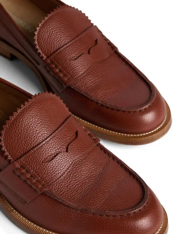 Dsquared2 Pebbled Leather Penny Loafers