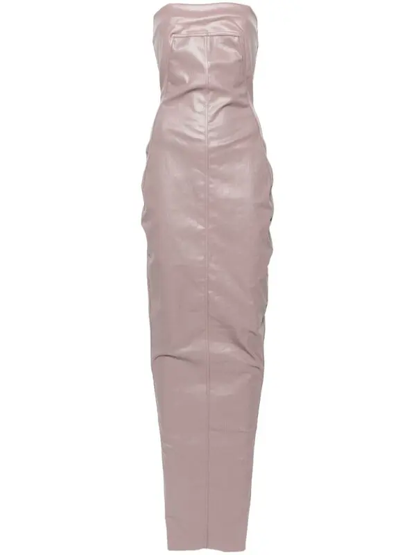 Rick Owens Coated Strapless Bustier Gown - Pink