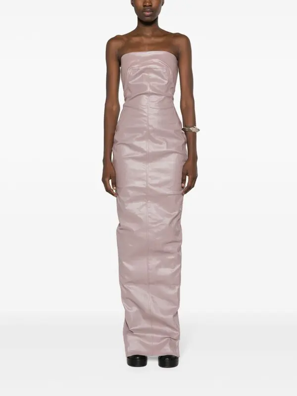 Rick Owens Coated Strapless Bustier Gown - Pink