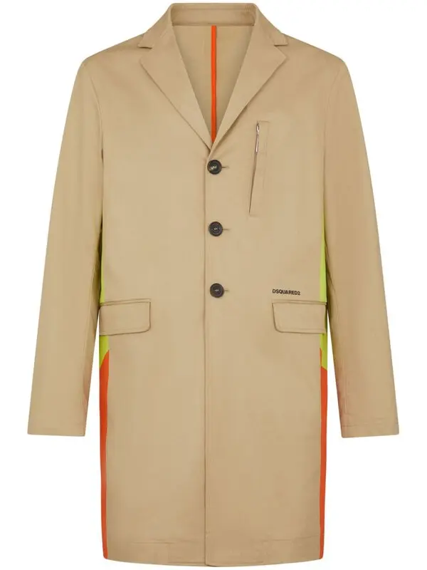 Dsquared2 Contrasting-panels Single-breasted Coat - Neutrals
